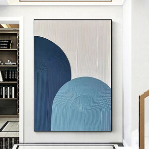 Blue Arch Abstract Painting, Textured Plaster Wall Art - Etsy