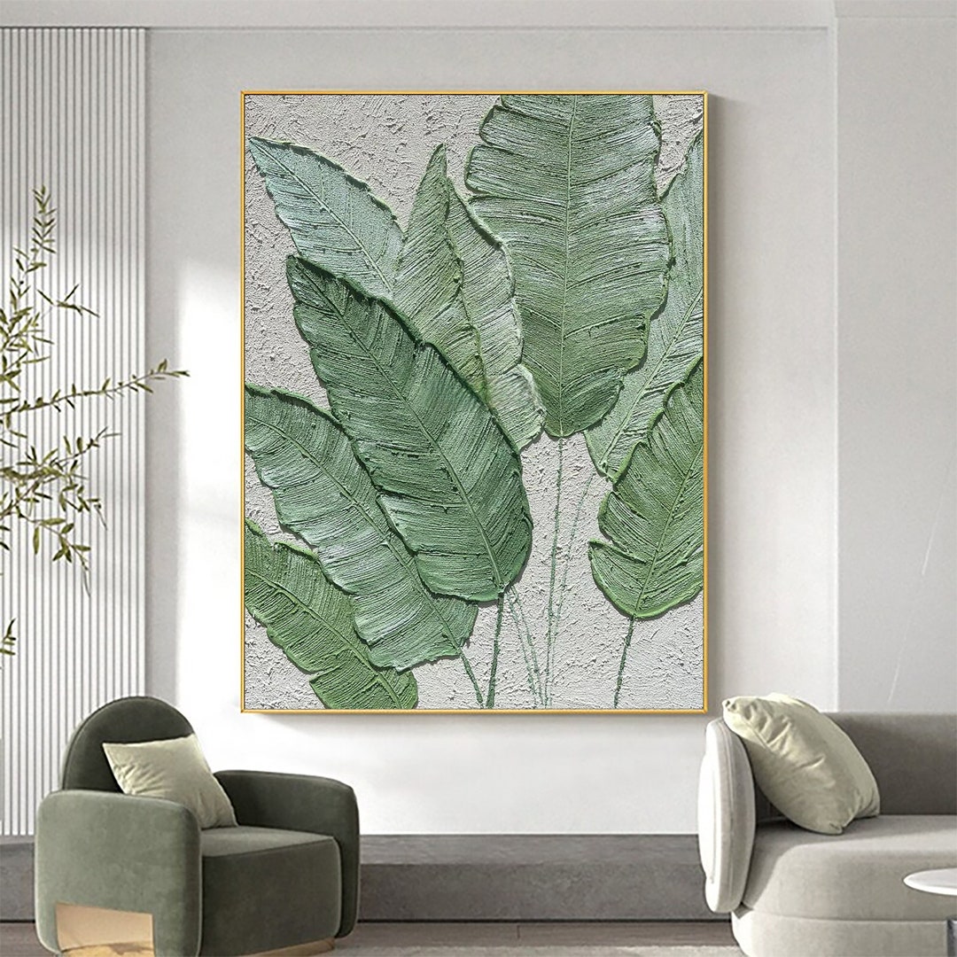 3D Green Leaf Painting Green Abstract Painting Leaf Oil Painting on ...