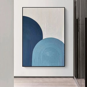 Blue Arch Abstract Painting, Textured Plaster Wall Art - Etsy