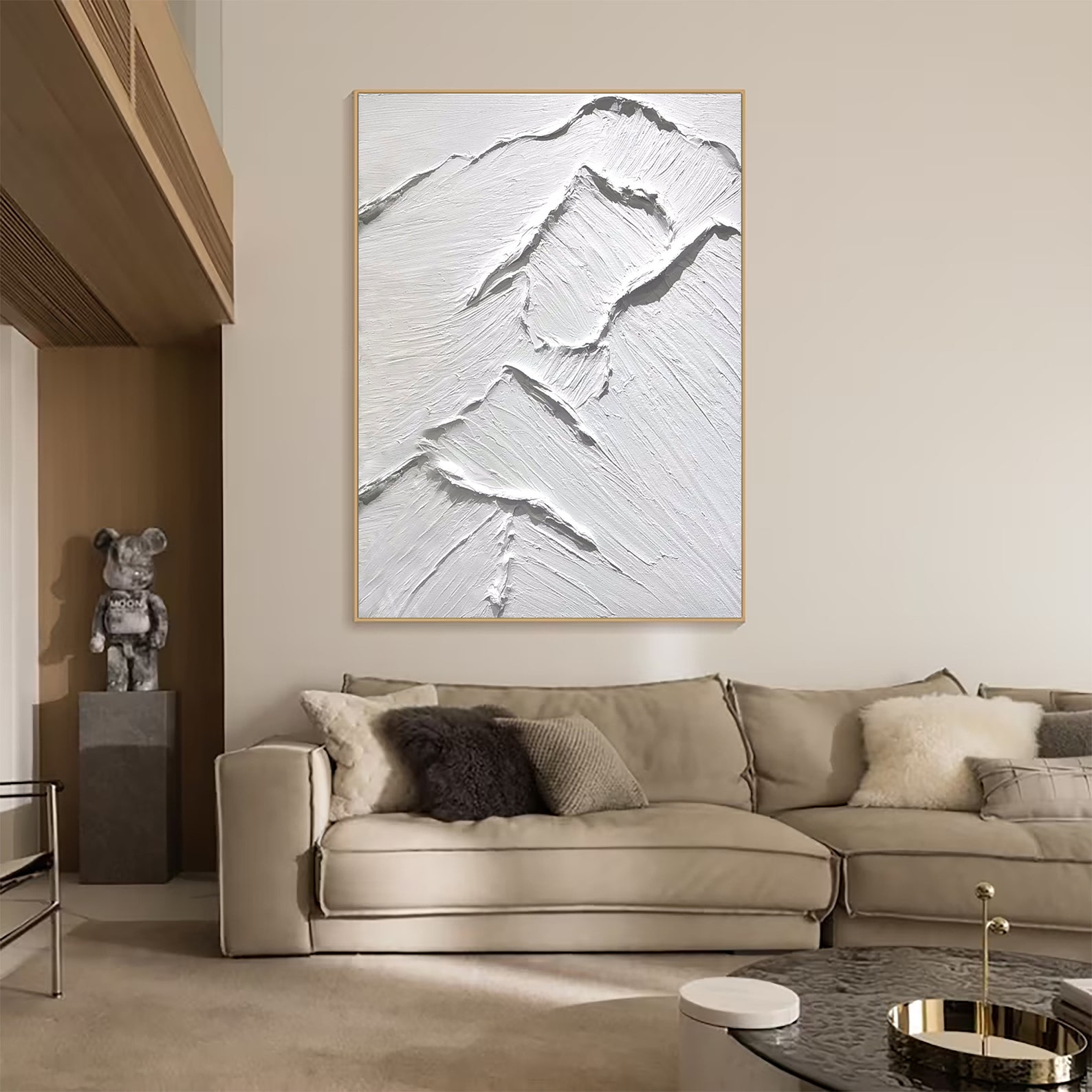 Textured Mountain Painting on Canvas, Framed Plaster Style Wall Art - Etsy