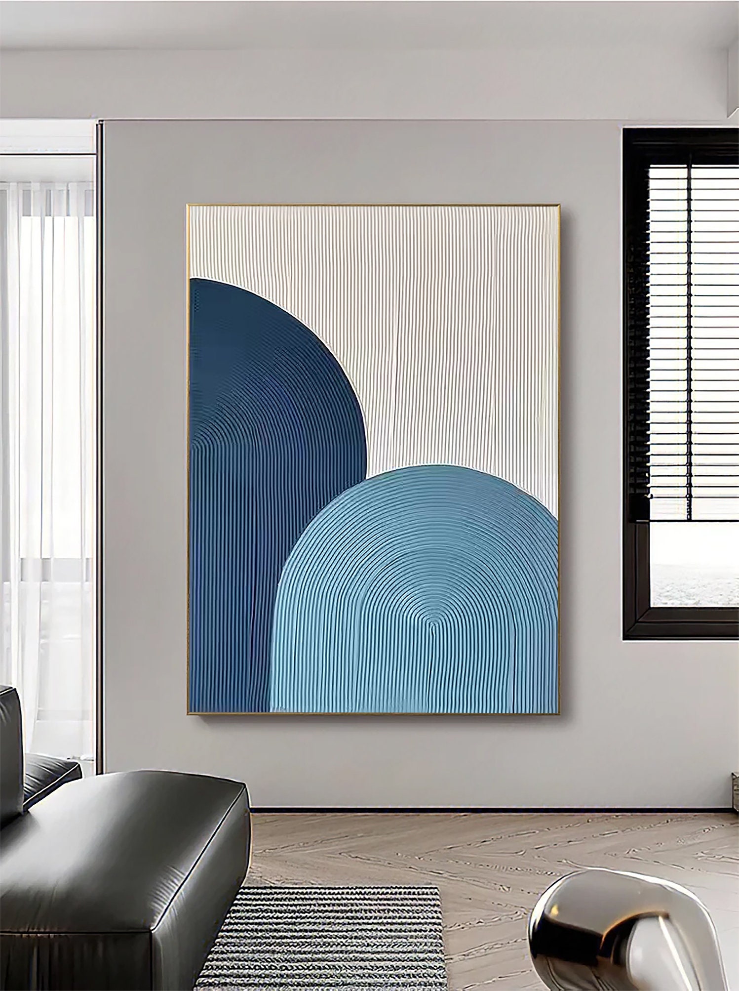 Blue Arch Abstract Painting, Textured Plaster Wall Art - Etsy