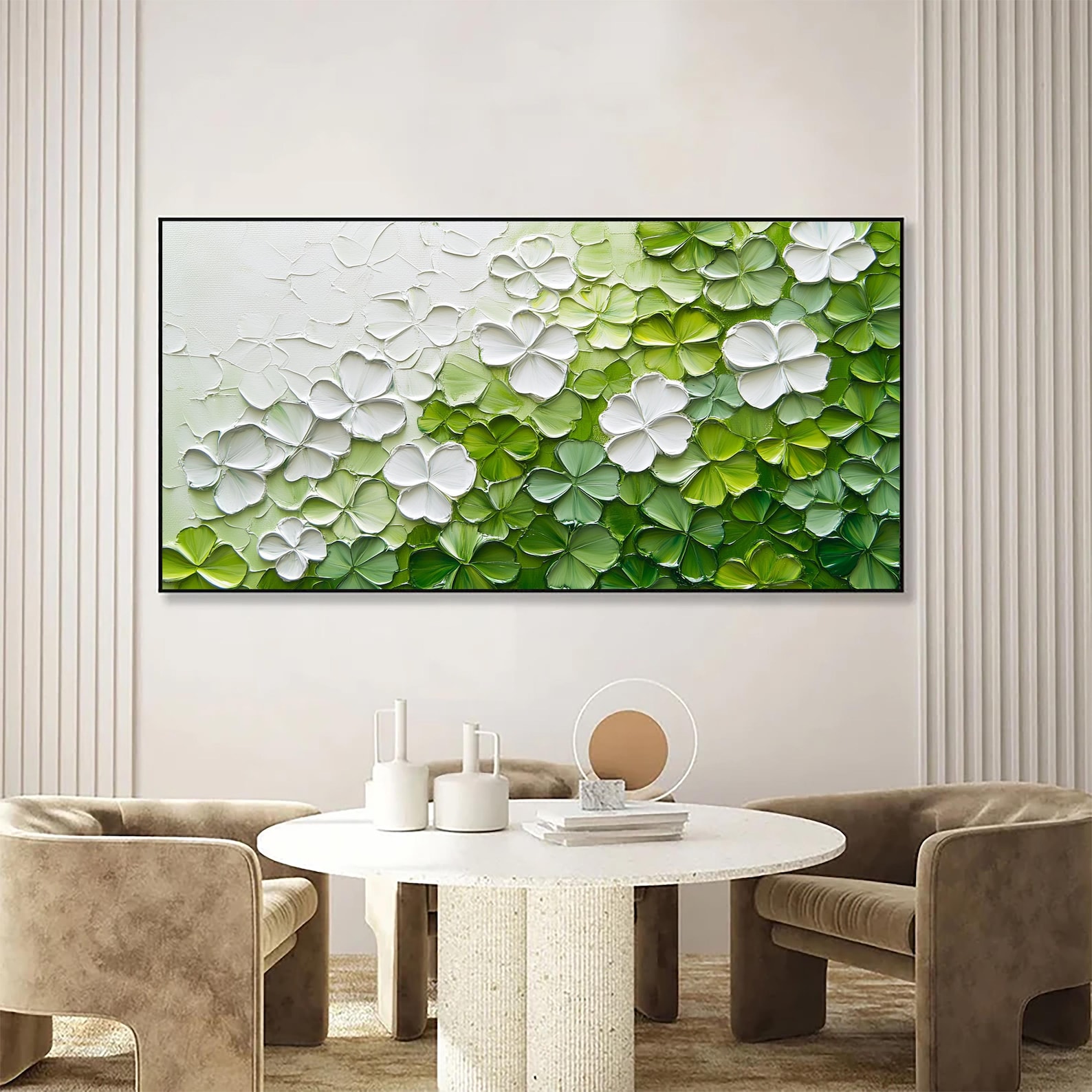 Large Green Flower Textured Wall Art, 3D Abstract Painting - Etsy