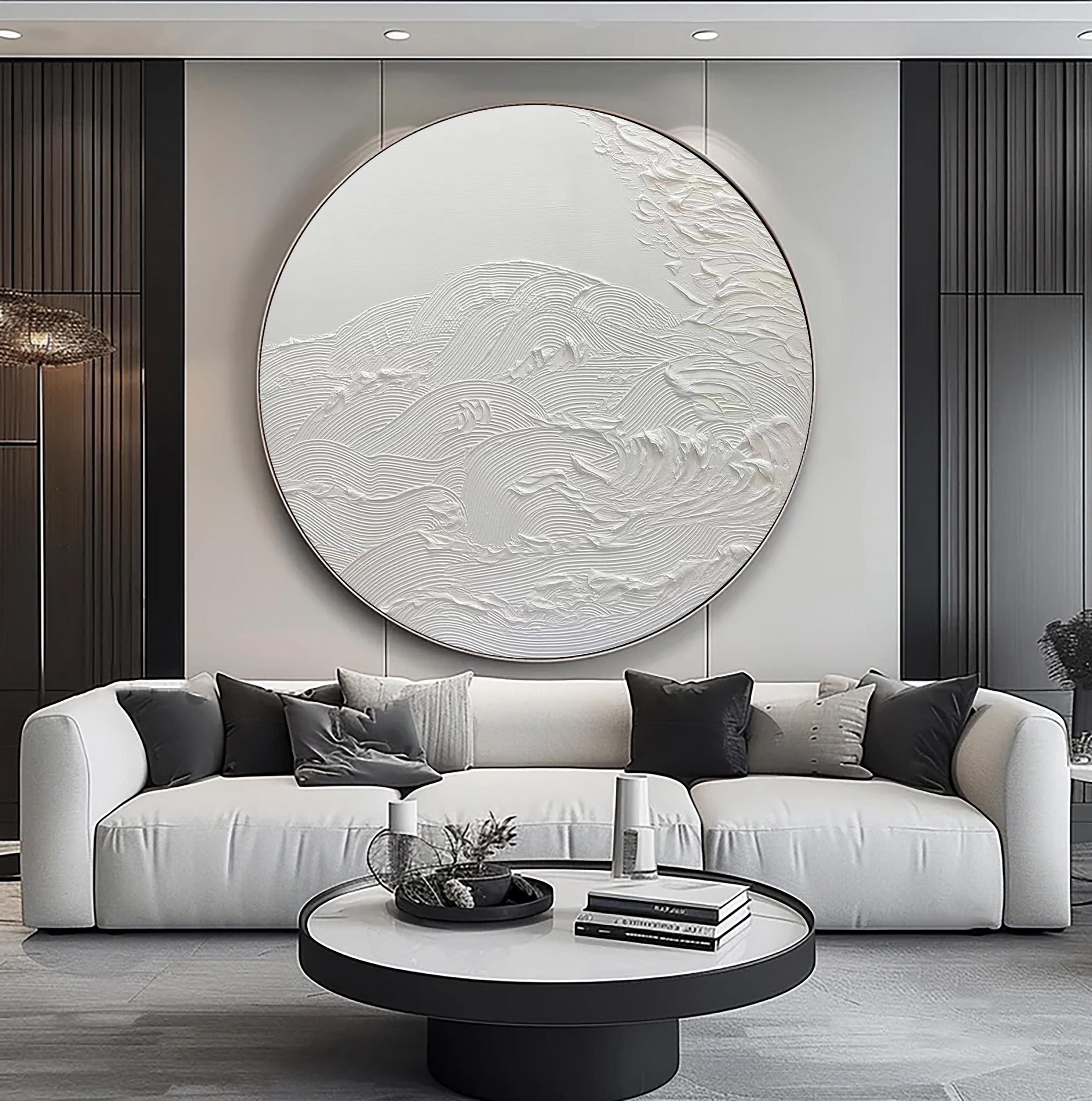 White Textured Art White Abstract Wall Art White Circle Abstract ...