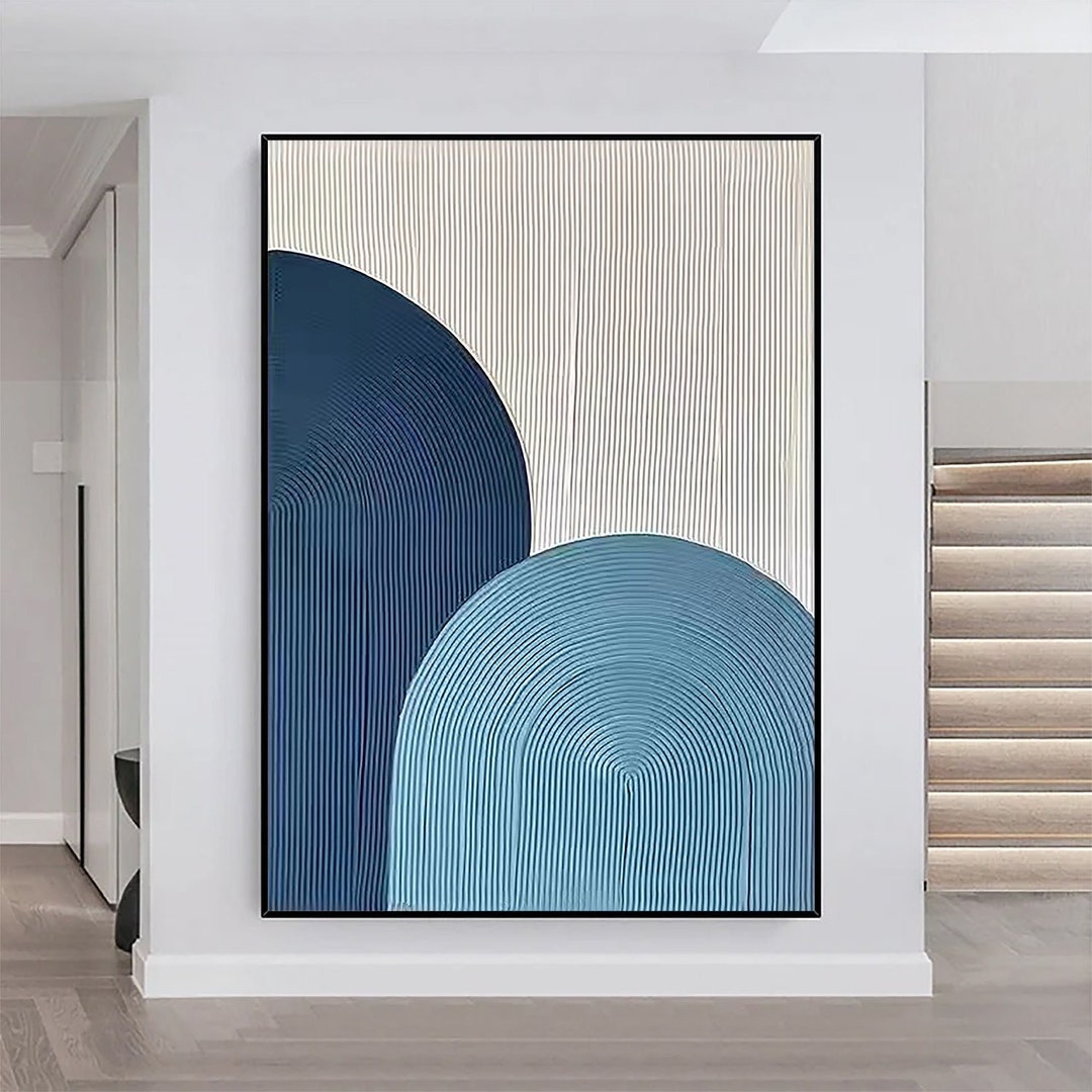 Blue Arch Abstract Painting, Textured Plaster Wall Art - Etsy