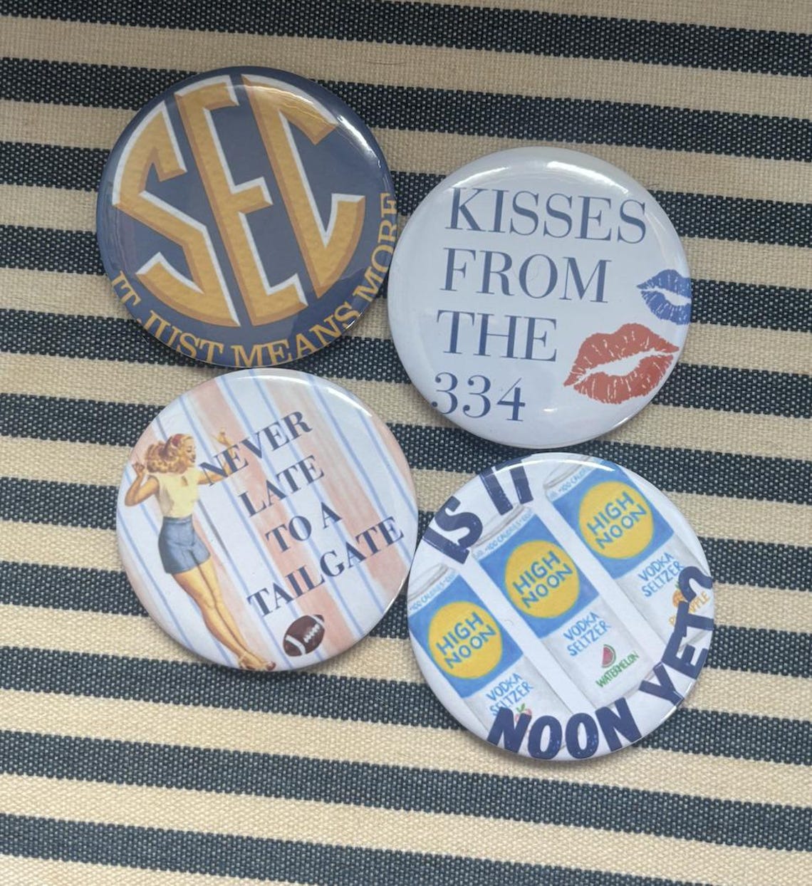 Vintage Preppy Chic Gameday Pins / Buttons | Customizable for Any ...
