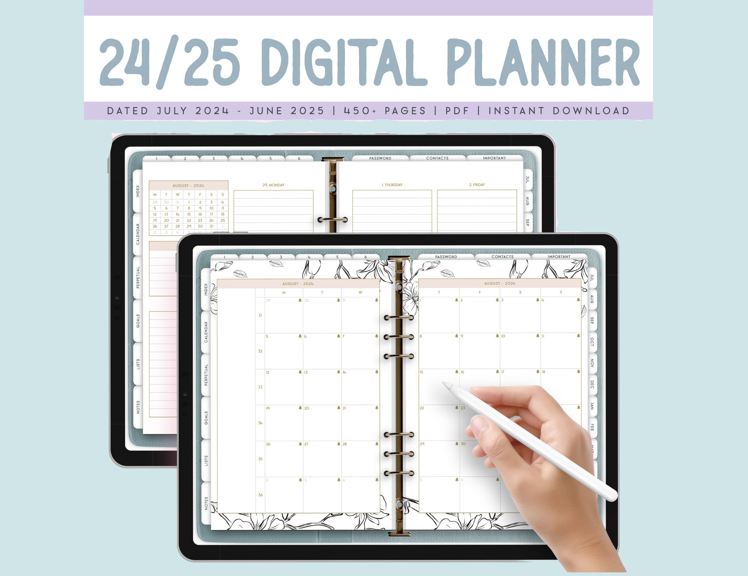 Midyear June 2024 – July 2025 All-in Digital Planner| Monthly, Weekly ...