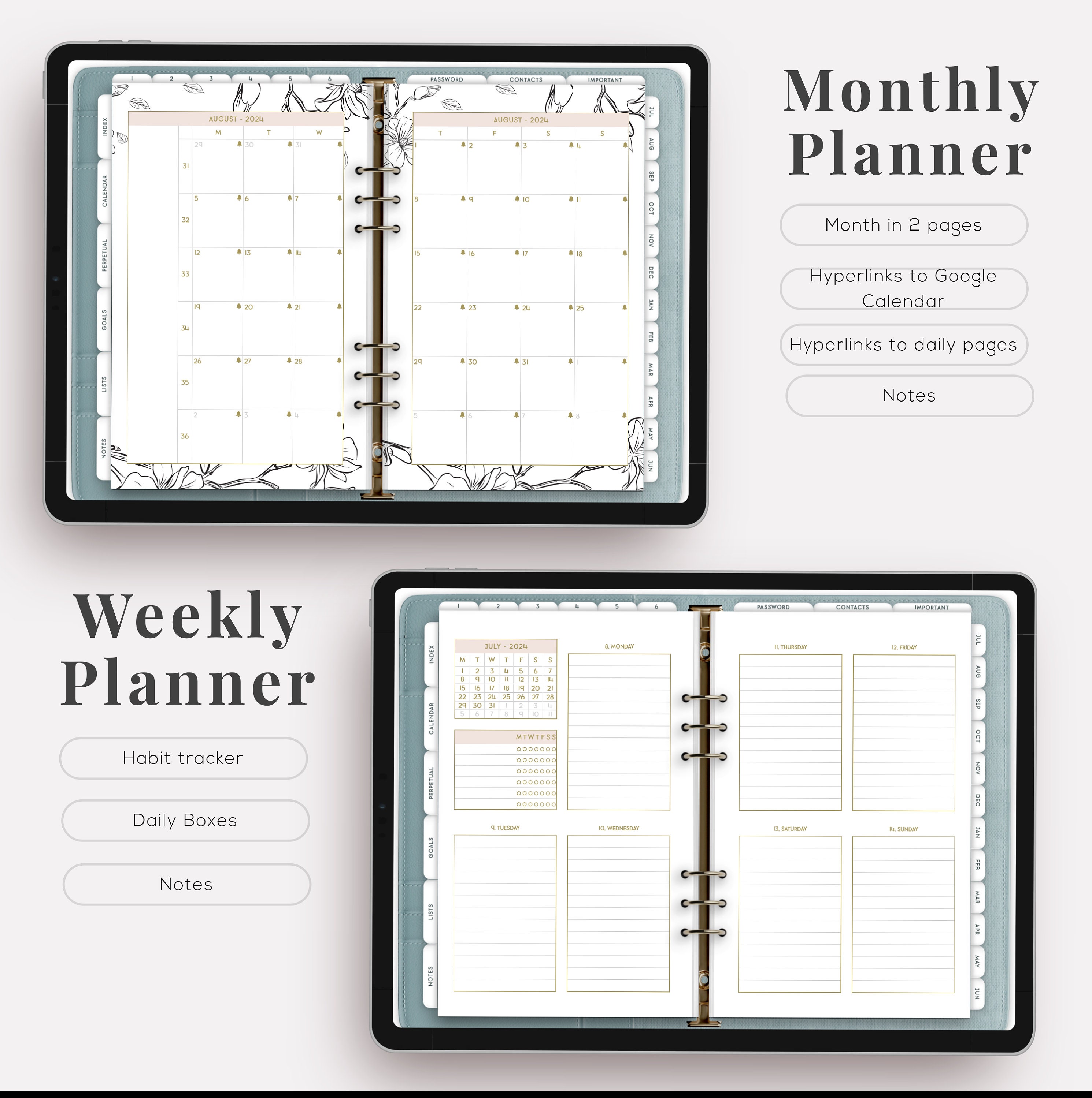 Midyear June 2024 – July 2025 All-in Digital Planner| Monthly, Weekly ...