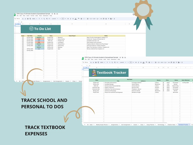 All-in Student Academic Planner Spreadsheet in Google Sheets ...