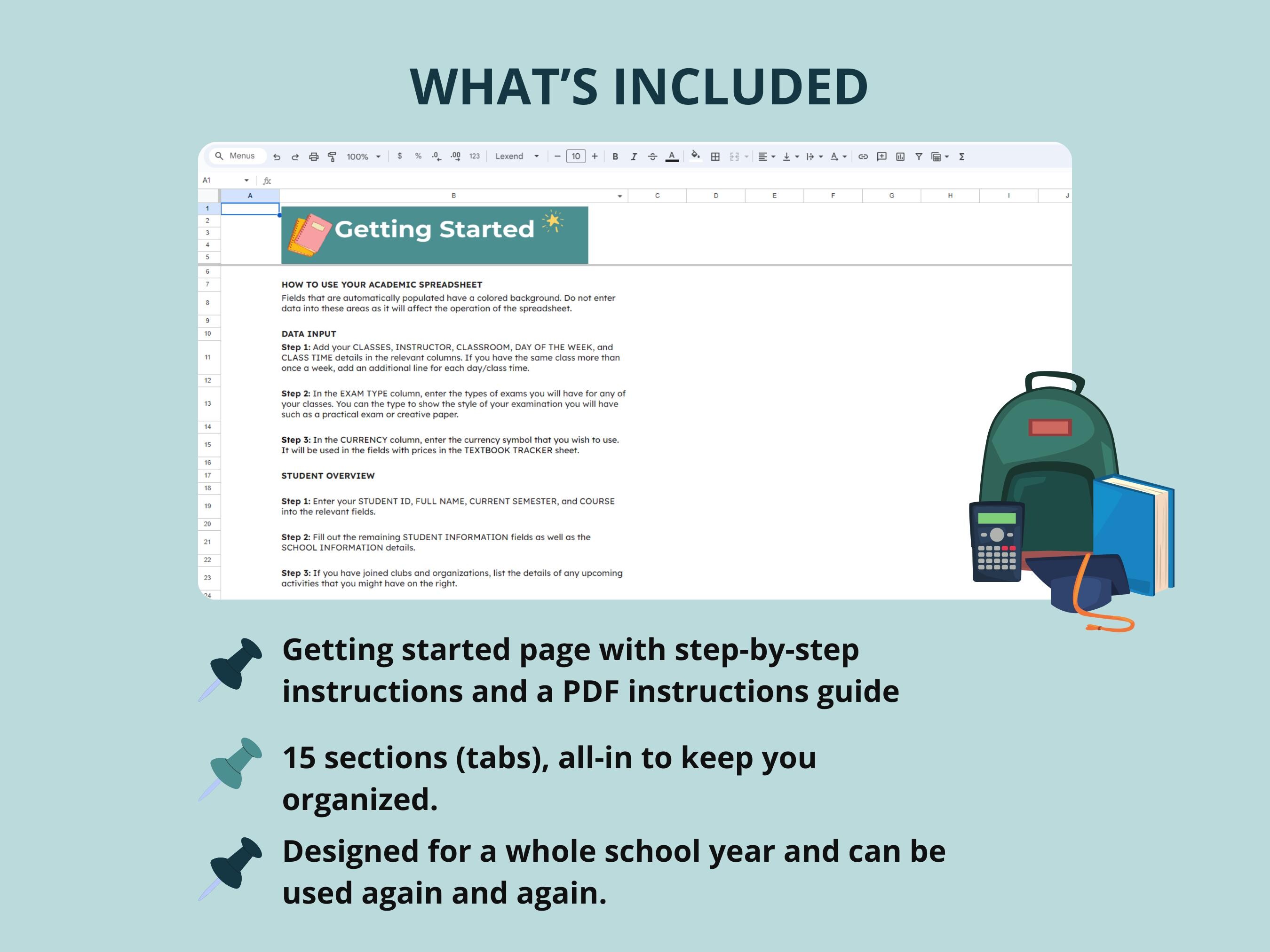 All-in Student Academic Planner Spreadsheet in Google Sheets ...