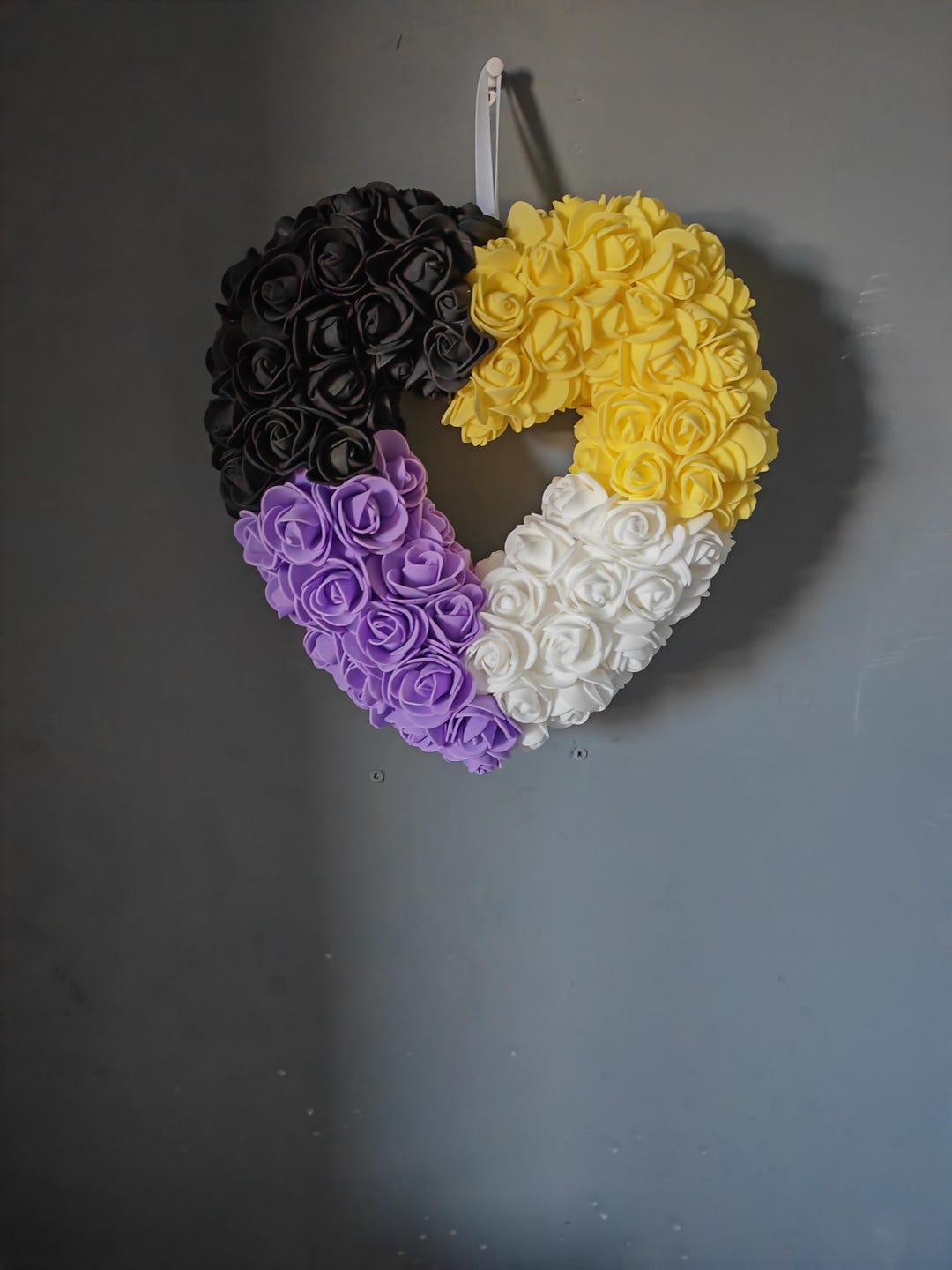 A Non Binary Foam Rose Heart Wreath Wall Hanging Decoration. - Etsy