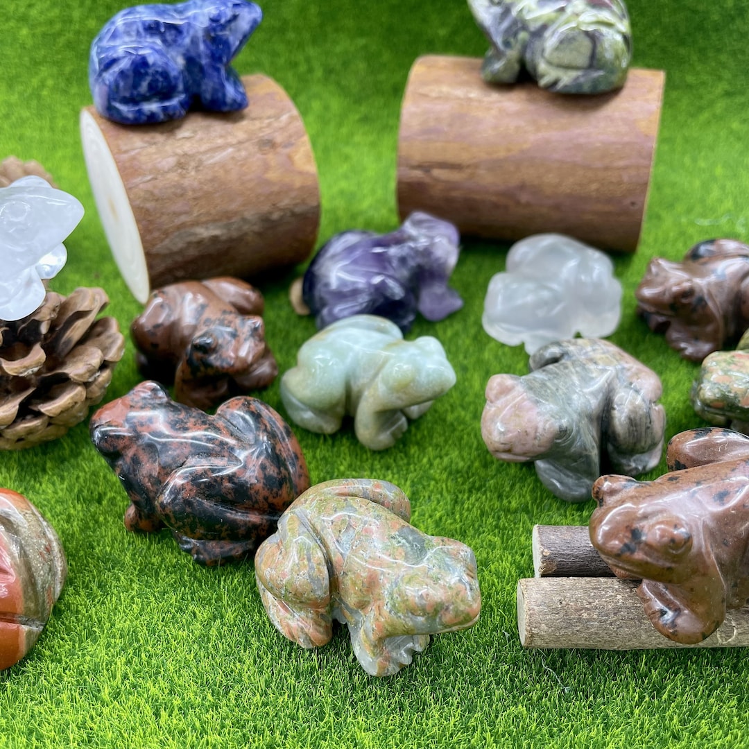 Natural Crystal Frog Figurines, Hand Carved Gemstones Animals Sculpture ...