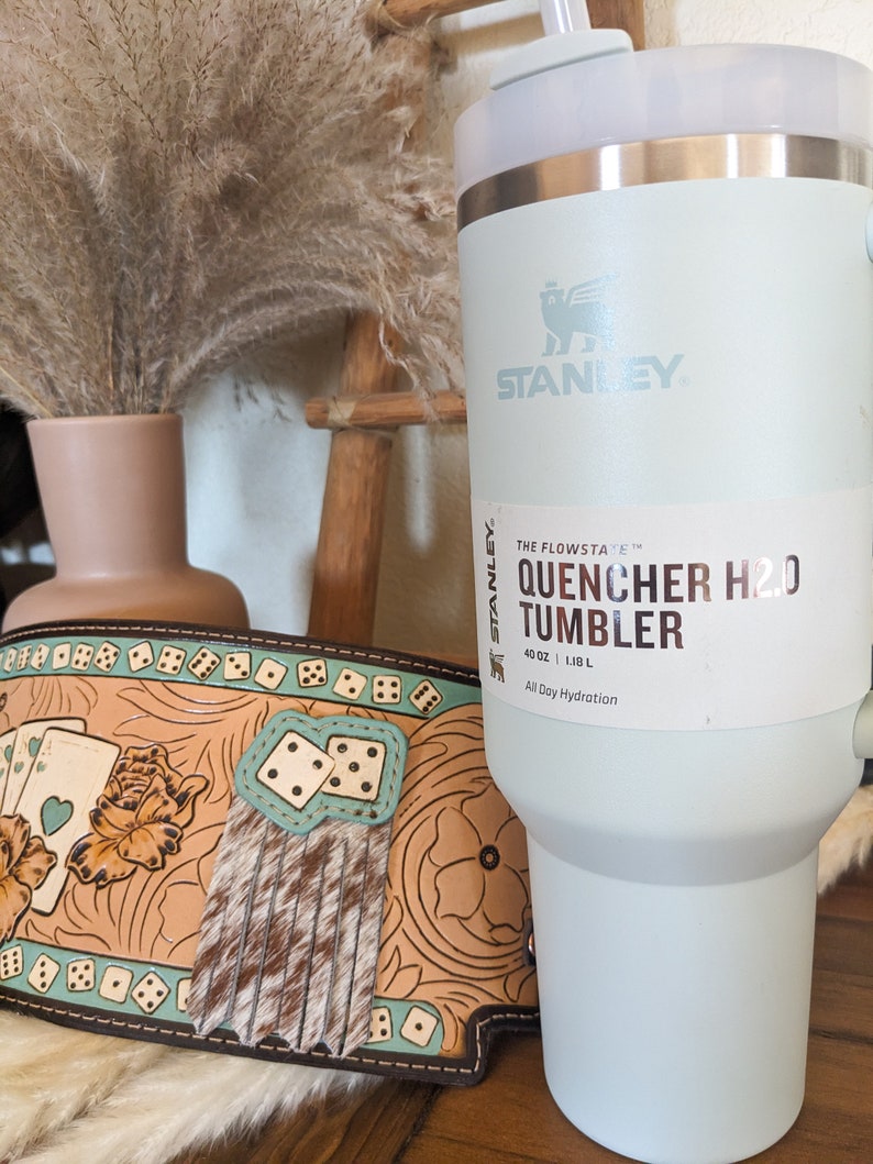 Tooled Leather Stanley Cup Wrap With Cup. Traditional Scrolling ...