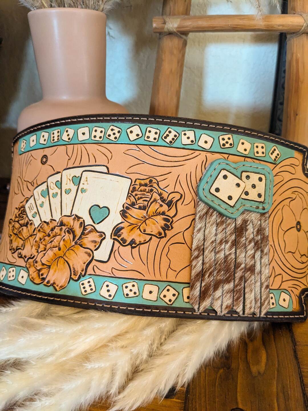 Tooled Leather Stanley Cup Wrap With Cup. Traditional Scrolling ...