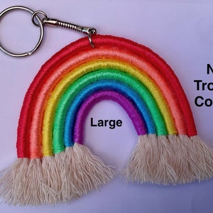Rainbow Macramé Keychain/keyring. Christmas Present Bag Charm, Teachers ...
