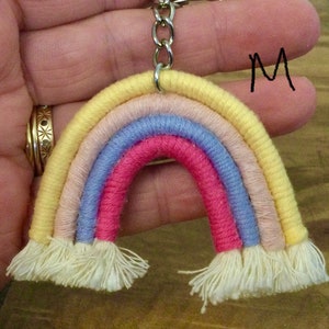 Rainbow Macramé Keychain/keyring. Christmas Present Bag Charm, Teachers ...