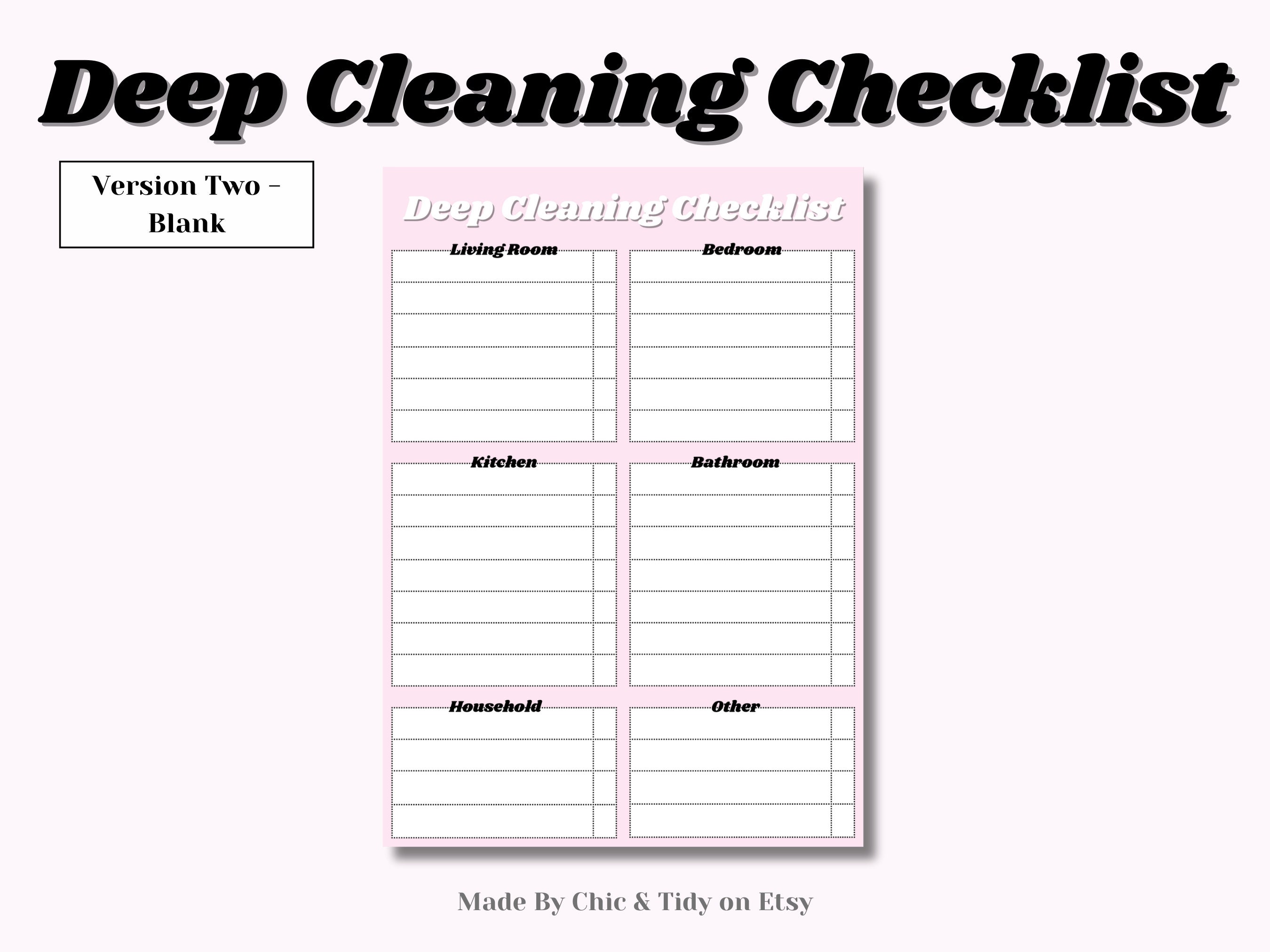 Deep Cleaning Checklist, Printable and Editable on Canva, A4, Five ...