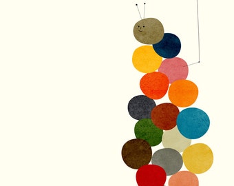 A3 2 Colour Cool Worm Risograph Print Poster - Etsy