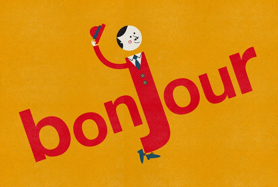 Bonjour Print - Etsy