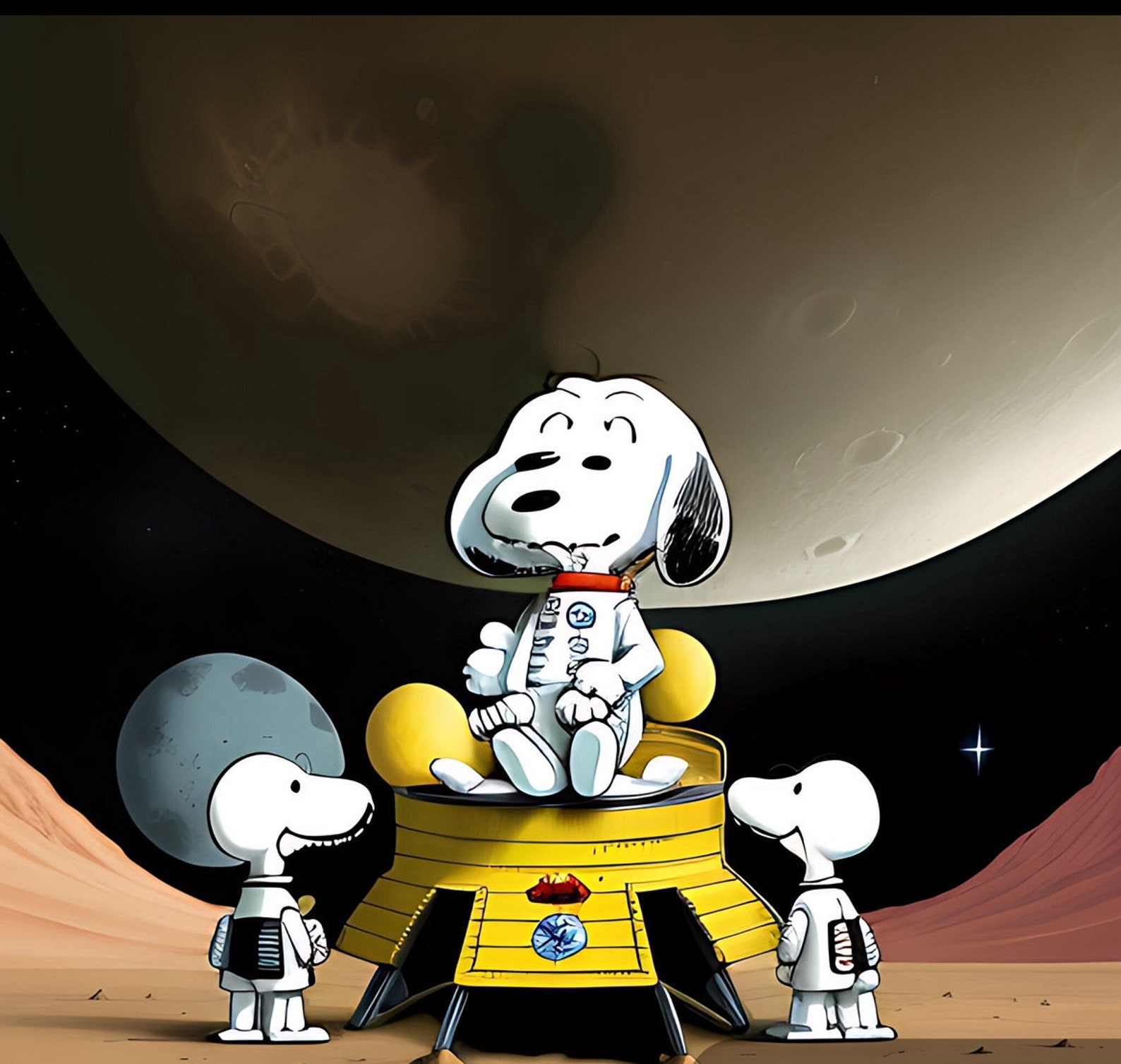 Snoopy & Peanuts on the Moon Exclusive Art Poster by RW Limited Edition ...