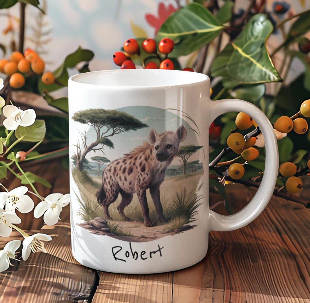 Hyena Custom Mug, Personalized Animal Lover Gift, Unique Wildlife ...