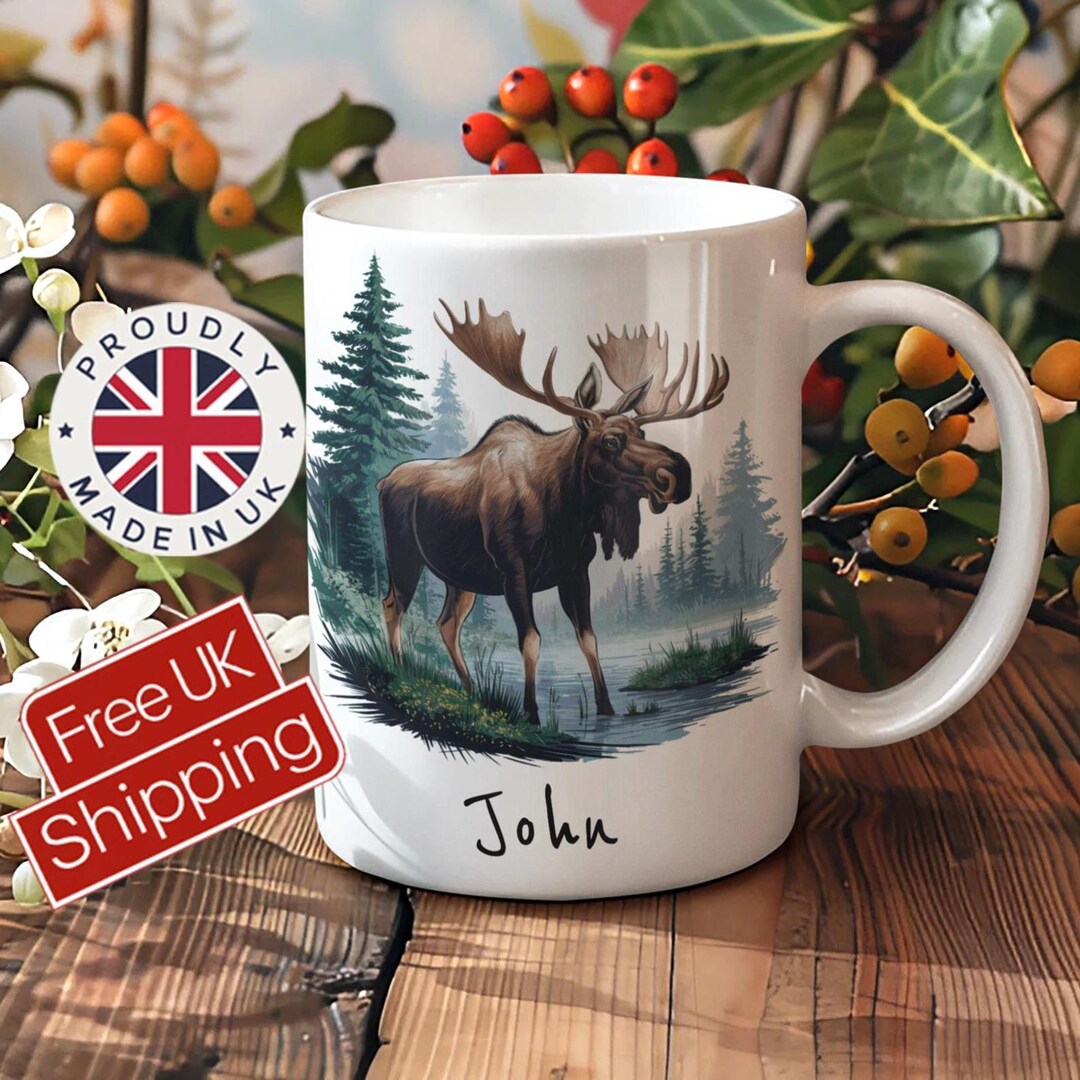 Personalized Moose Cup, Unique Animal Drinkware, Customized Ceramic ...