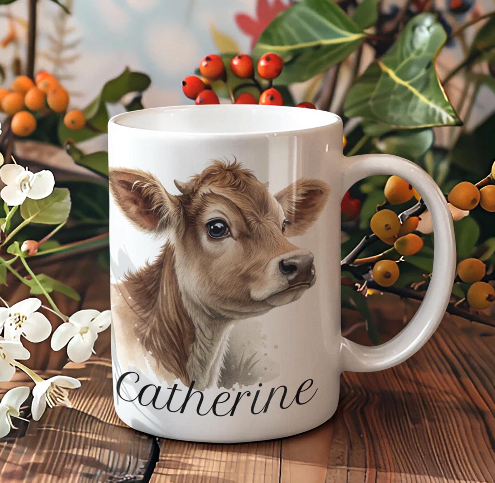 Cute Cow Mug, Farm Animal Coffee Cup, Personalized Cow Lover Gift ...