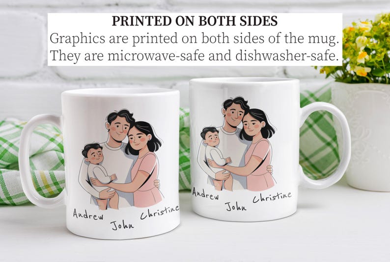 Personalized Family Mug, Custom Family Portrait Coffee Cup, Customized ...