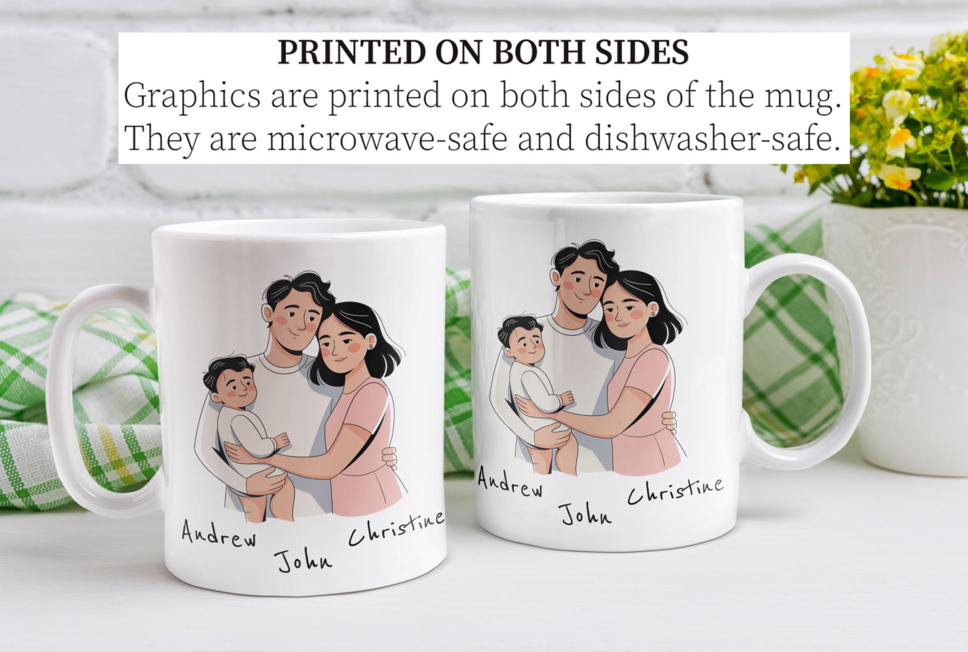 Personalized Family Mug, Custom Family Portrait Coffee Cup, Customized ...