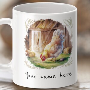 Chicken Mug, Adorable Hen Coffee Cup, Rustic Farmhouse Chicken Mug ...