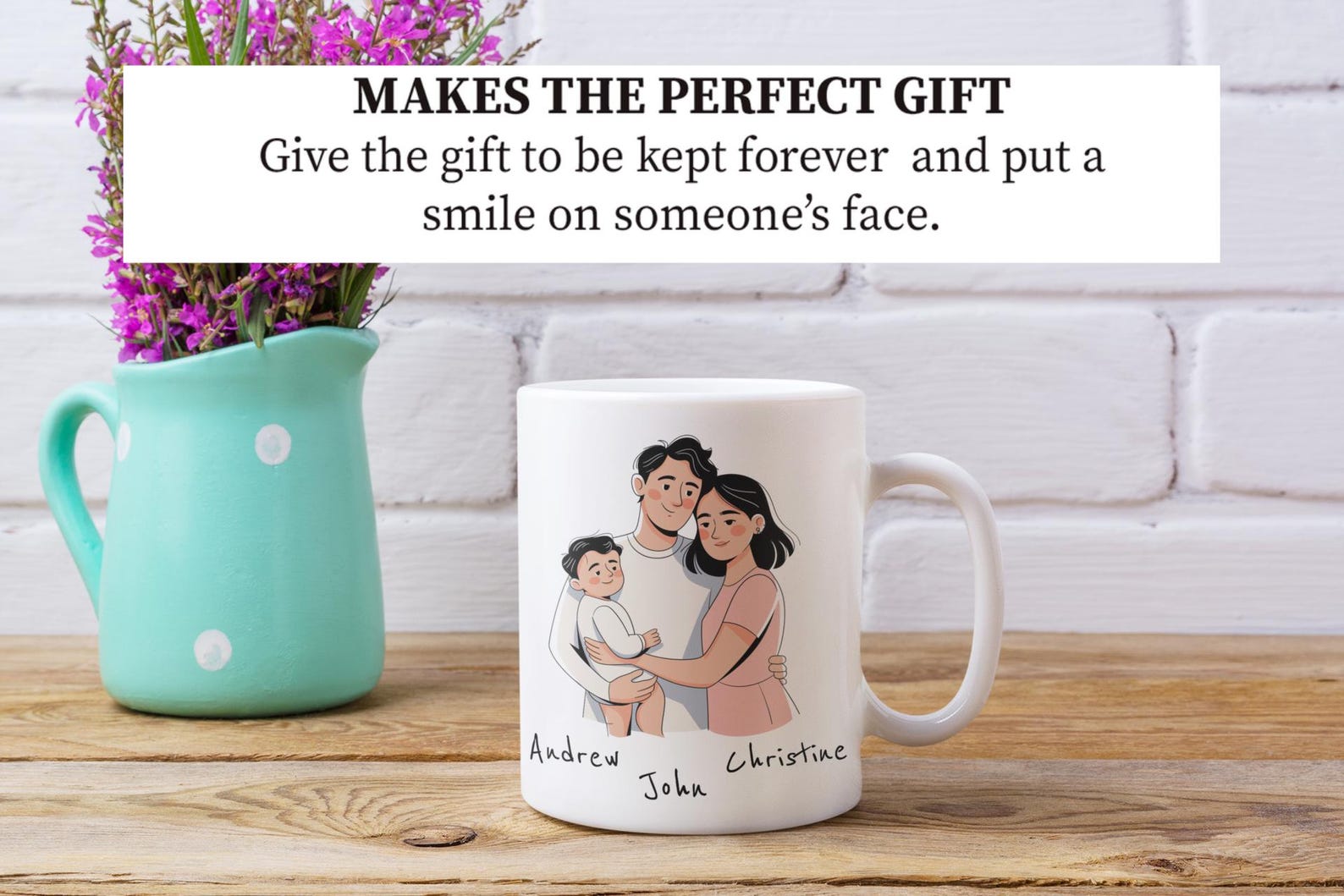 Personalized Family Mug, Custom Family Portrait Coffee Cup, Customized ...