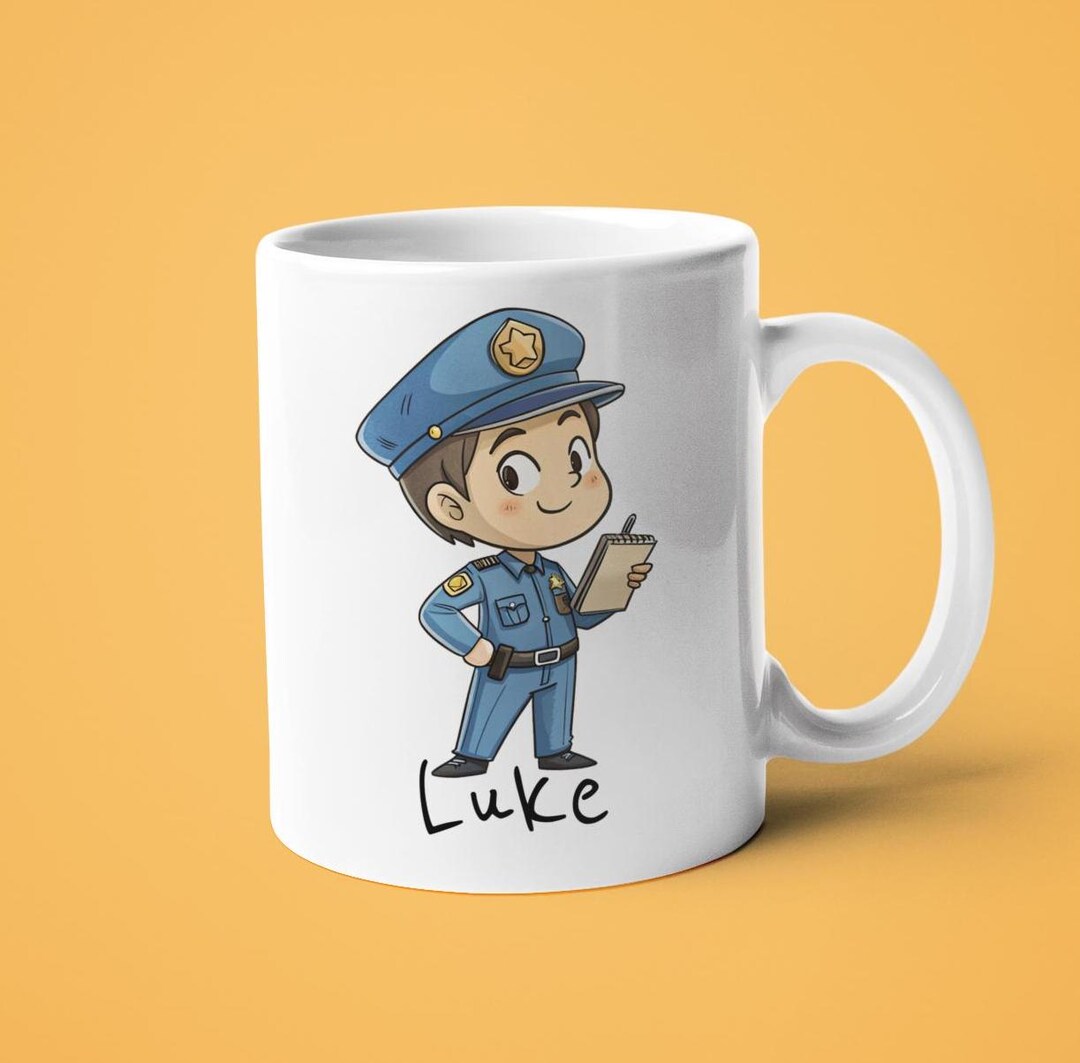 Cute Police Officer Cartoon Mug for Coffee Lovers, Fun Gift for Law ...