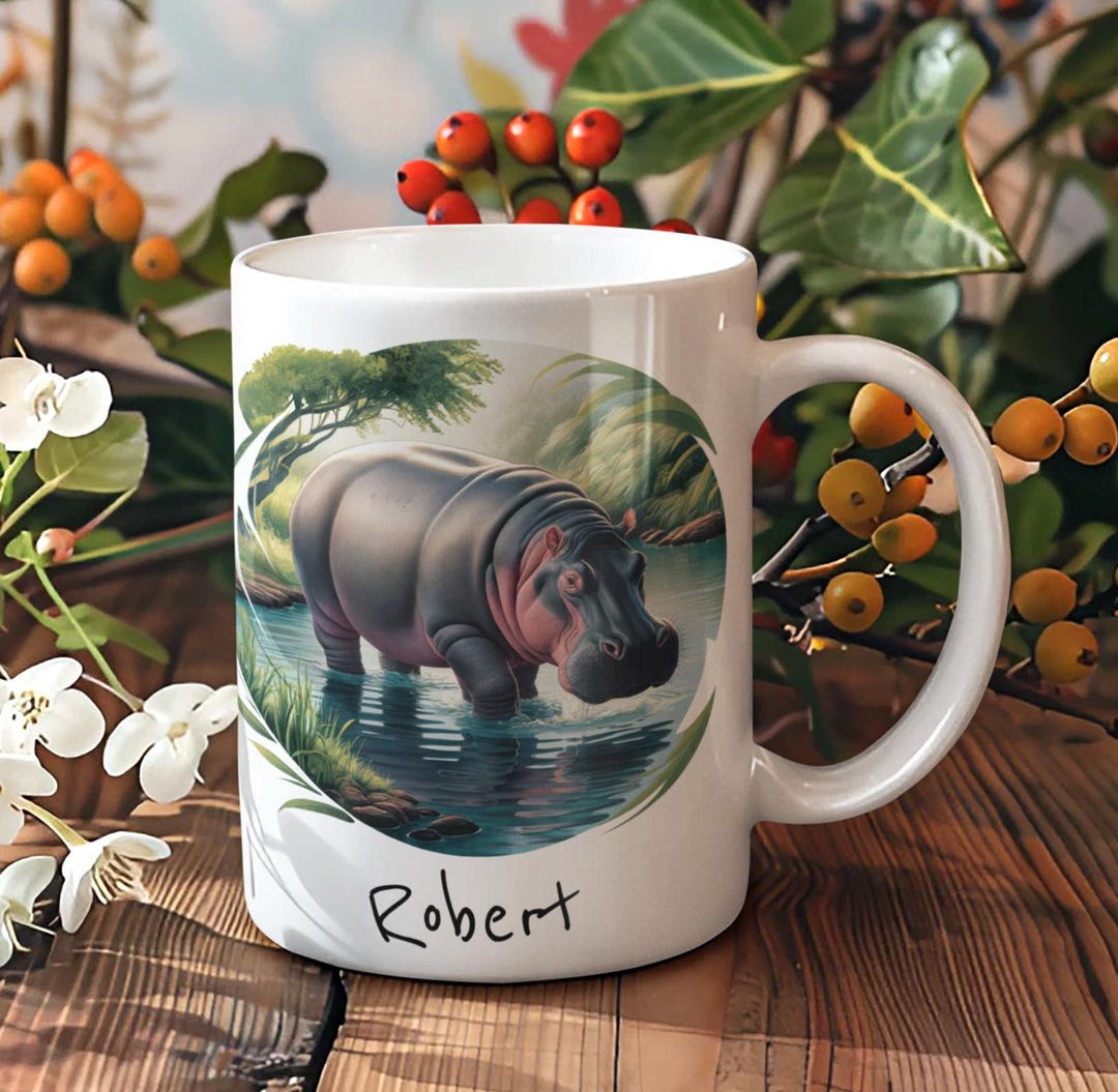 Cute Hippo Coffee Mug, Hippo Lover Gift, Unique Animal Mug ...