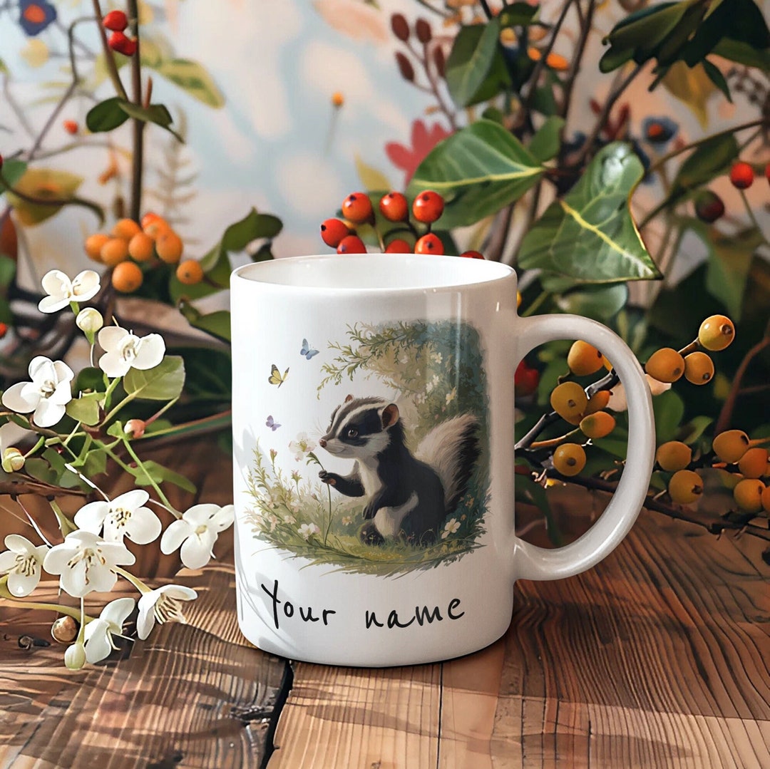 Cottage Core Cute Animal Mug Personalised Skunk Mug Gift UK - Etsy