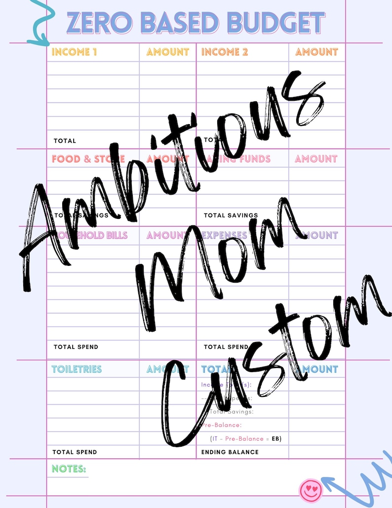 Printable/digital Zero-based BUDGET Template, Monthly Budget, Track ...