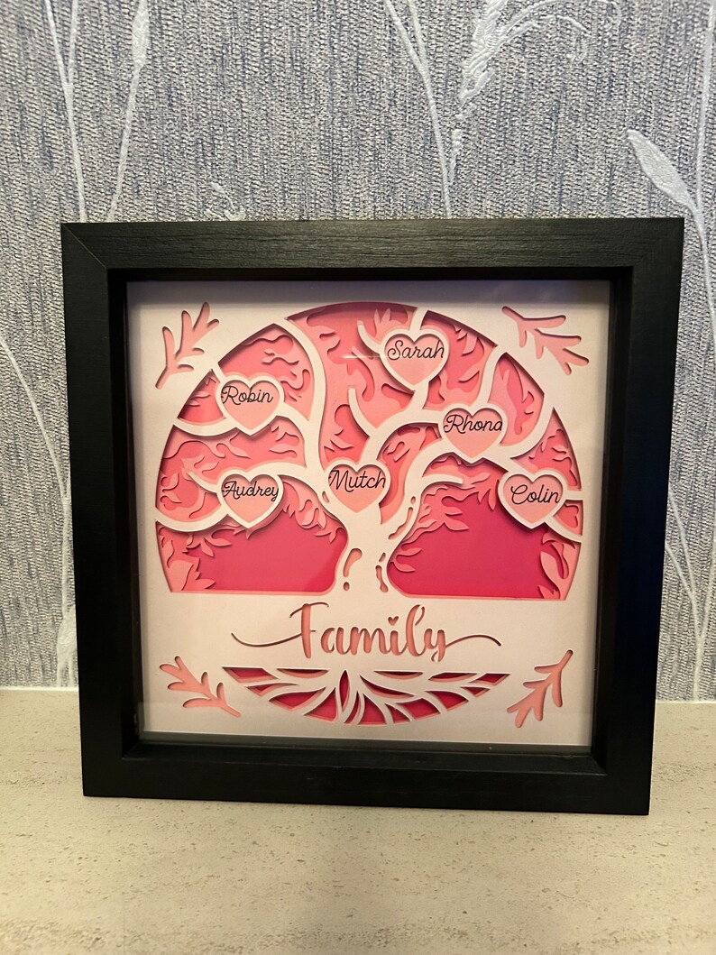 Customisable Family Tree in Box Frame/shadow Box Space for up to 7 ...