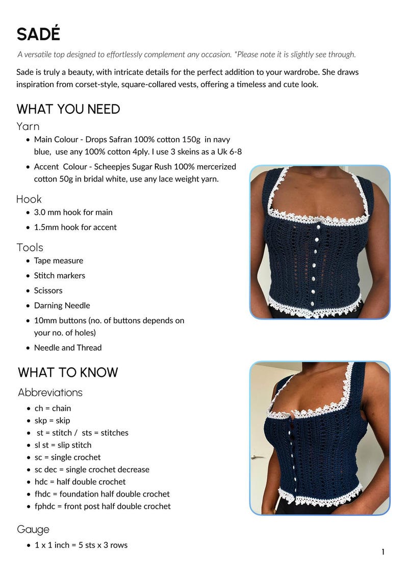 The Sade Top Pattern - Etsy