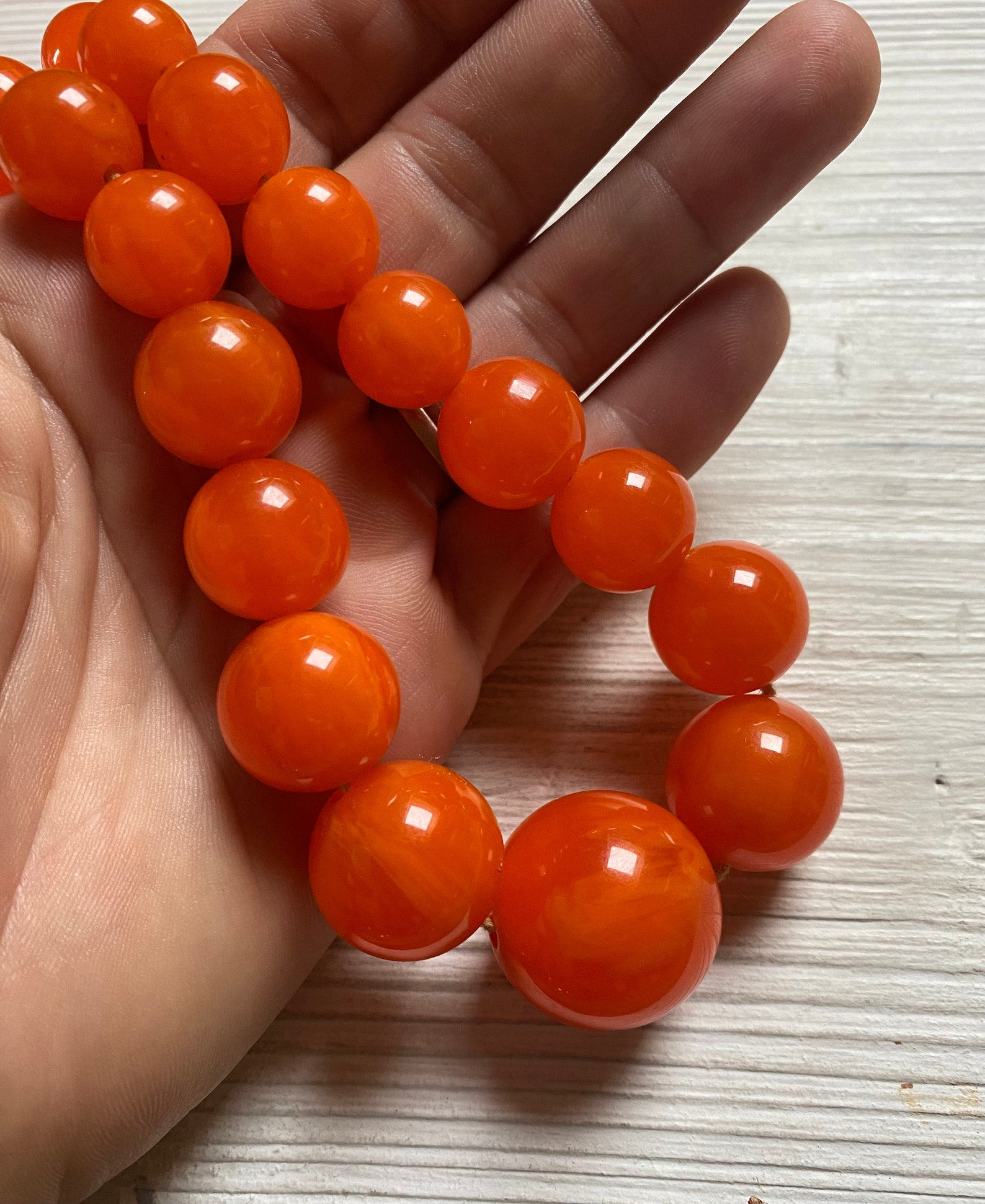 Vintage Orange Bakelite Necklace - Etsy