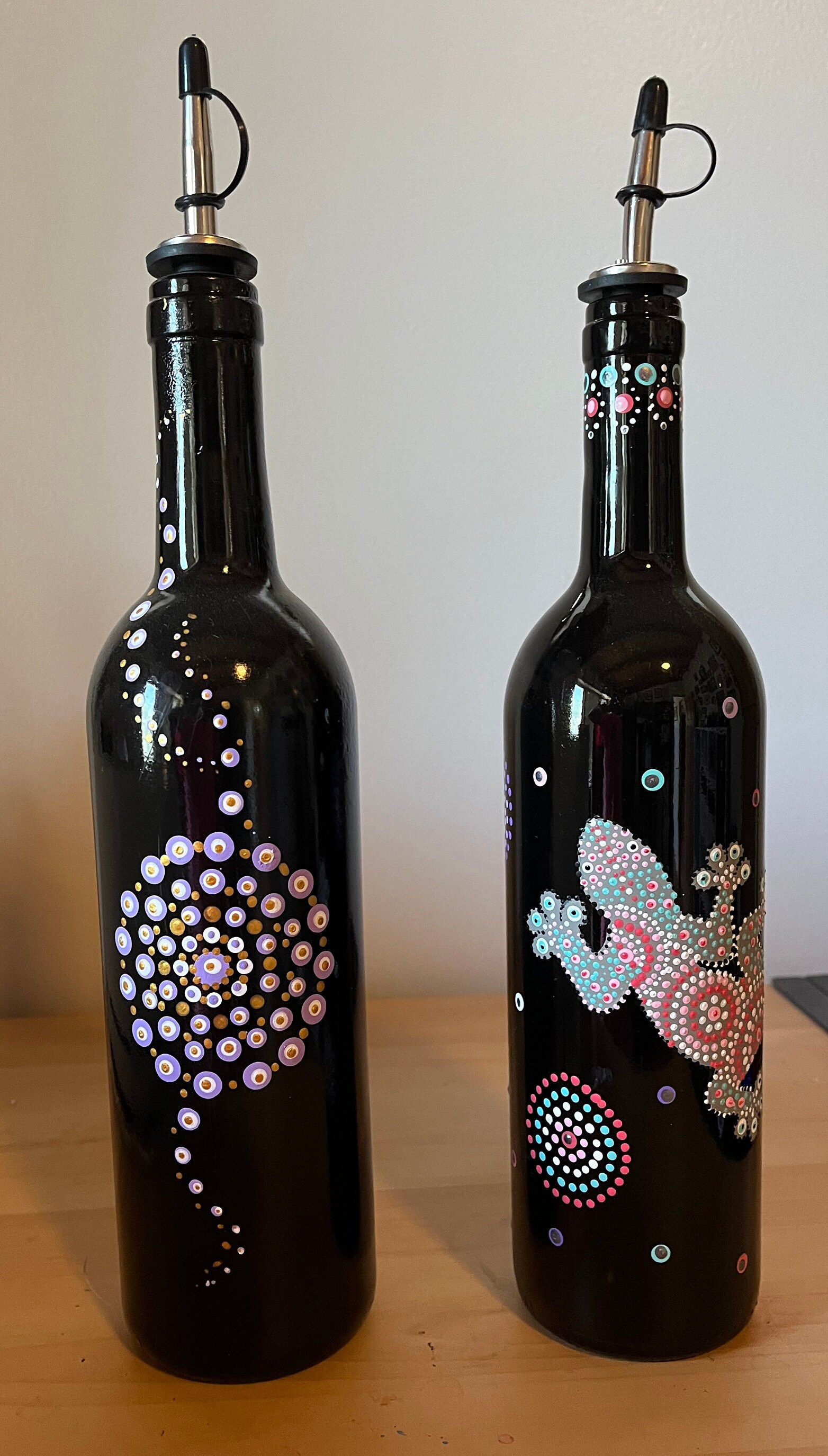 Hand Painted Upcycled Wine Bottles, Upcycled Wine Bottle Wind Chimes ...