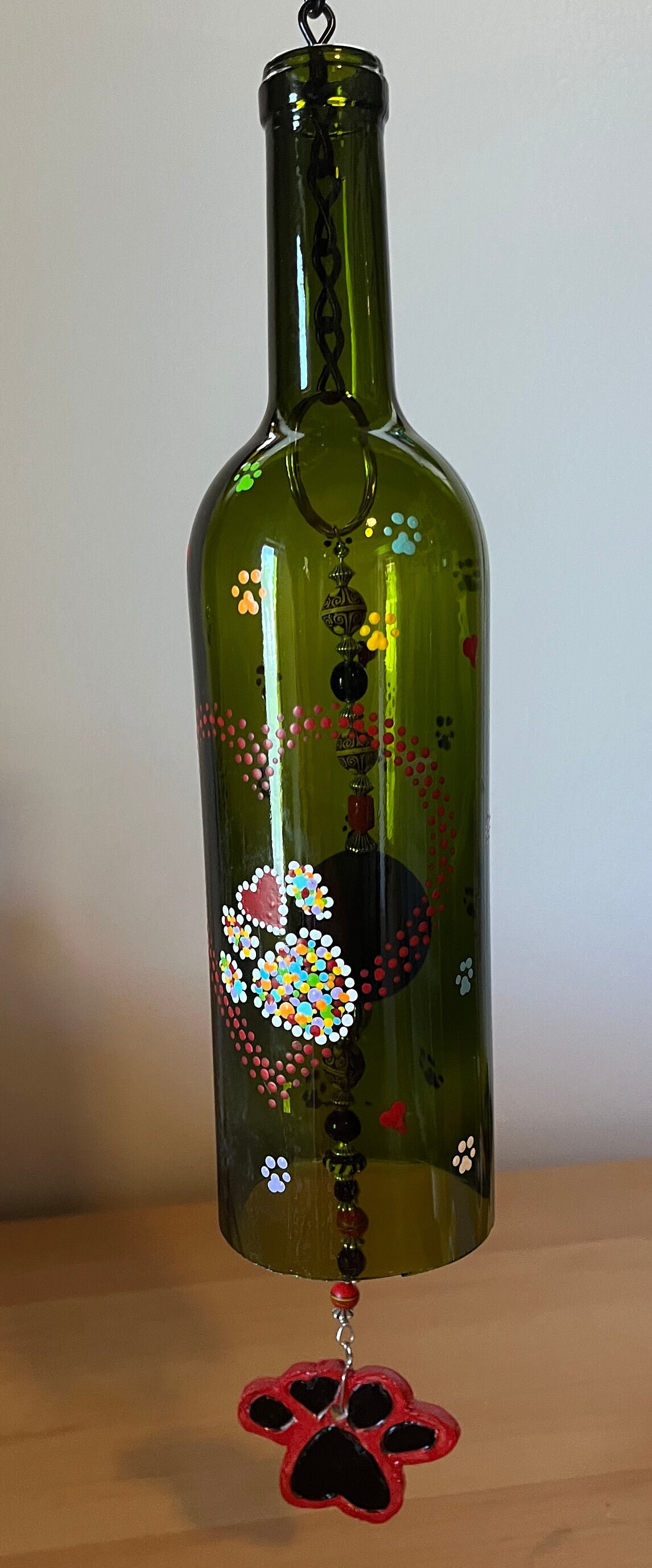 Hand Painted Upcycled Wine Bottles, Upcycled Wine Bottle Wind Chimes ...