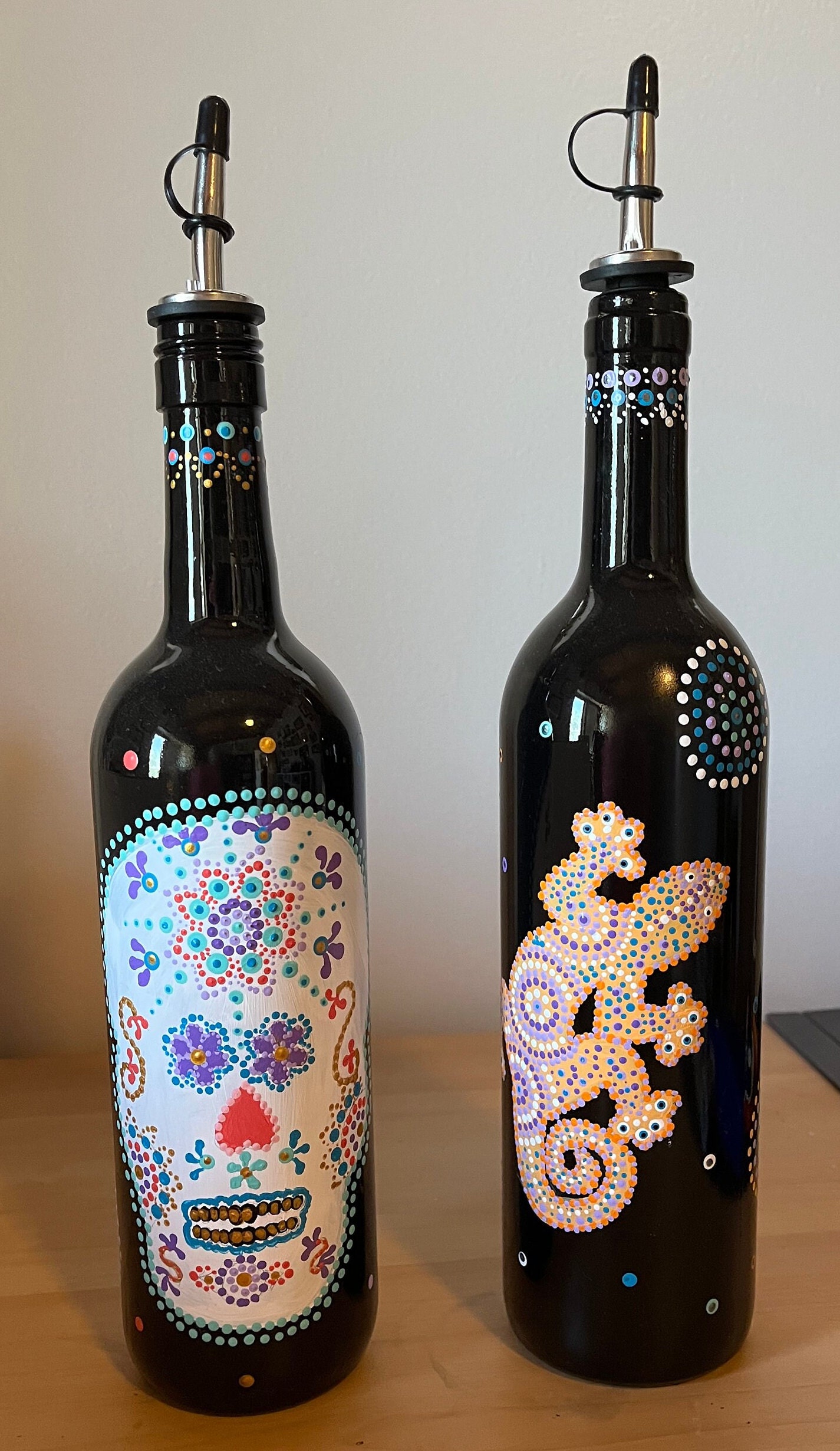 Hand Painted Upcycled Wine Bottles, Upcycled Wine Bottle Wind Chimes ...