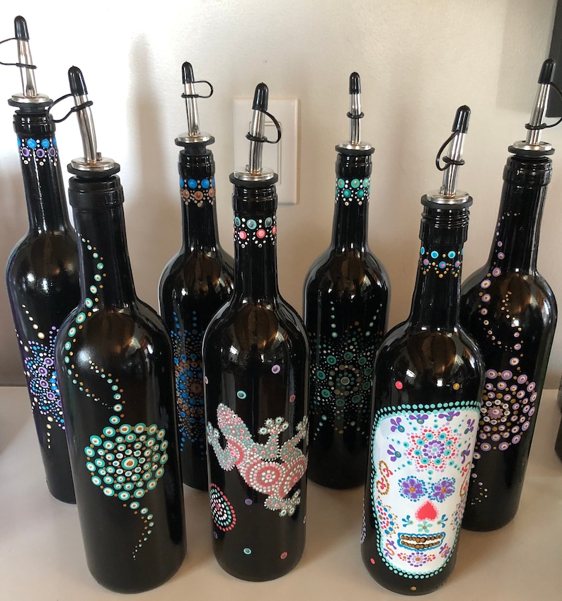Hand Painted Upcycled Wine Bottles, Upcycled Wine Bottle Wind Chimes ...