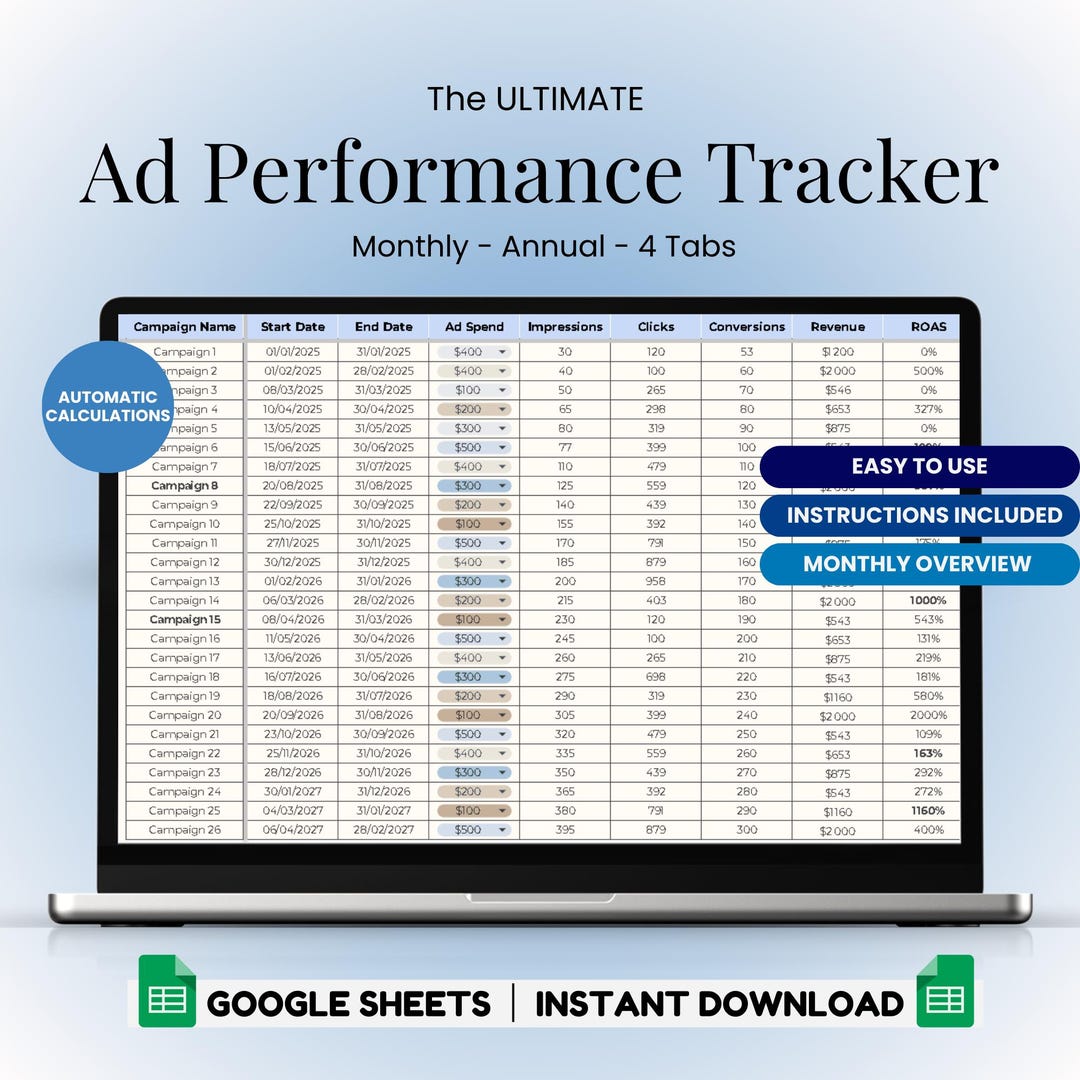 Social Media Marketing Campaign Performance Tracker Spreadsheet Google ...