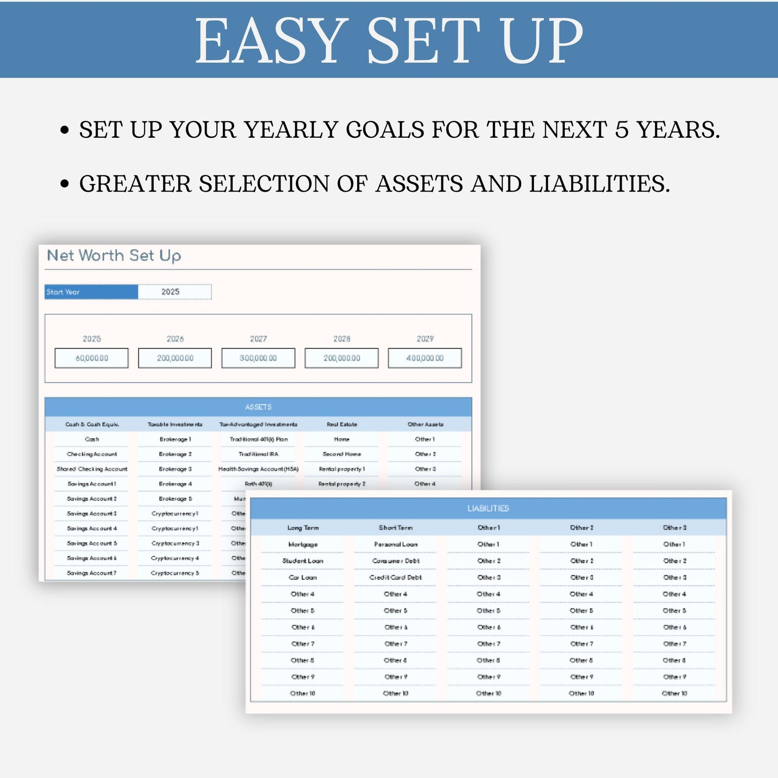 Net Worth Tracker Spreadsheet for Google Sheets Annual Net Worth ...