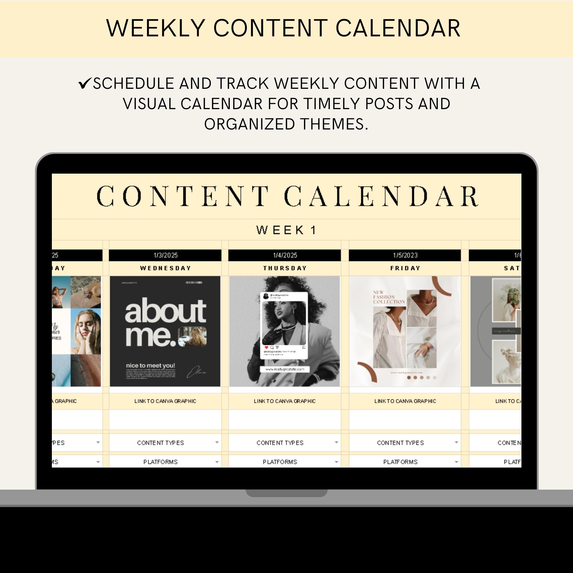 2025 Social Media Content Calendar: Weekly & Monthly Planner (google ...
