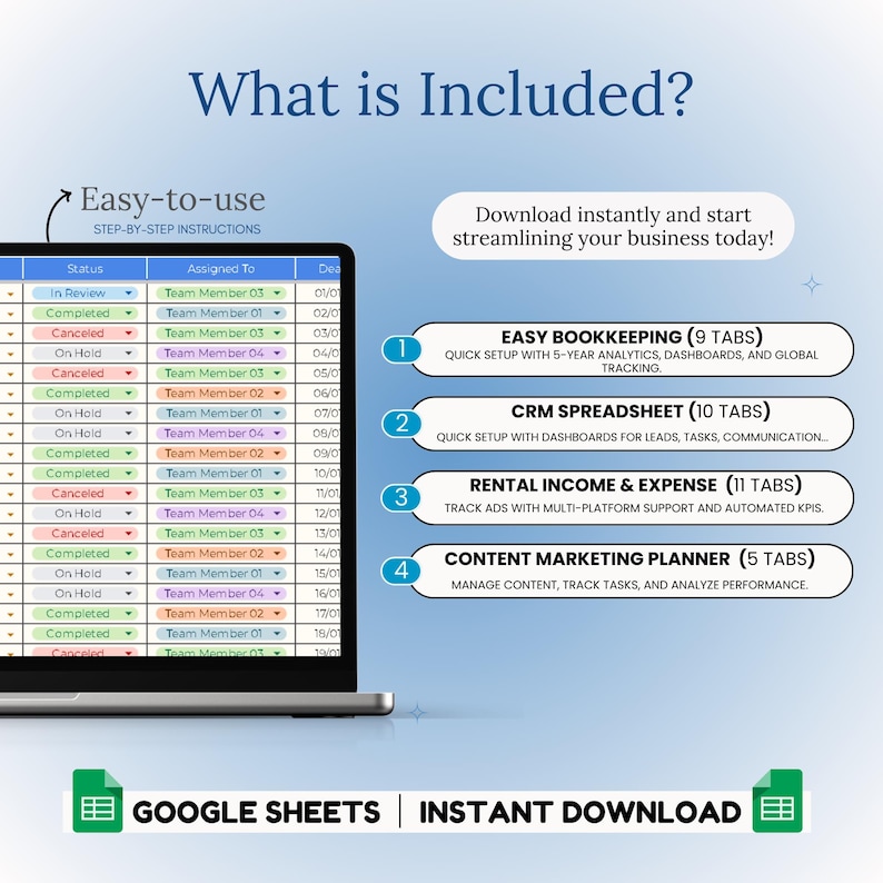 Small Business Google Sheets Bundle: Bookkeeping, CRM, Marketing ...