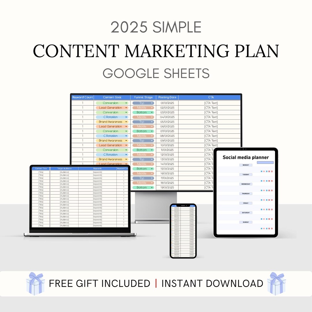 Google Sheets Social Media Content Planner: Marketing Calendar (digital ...
