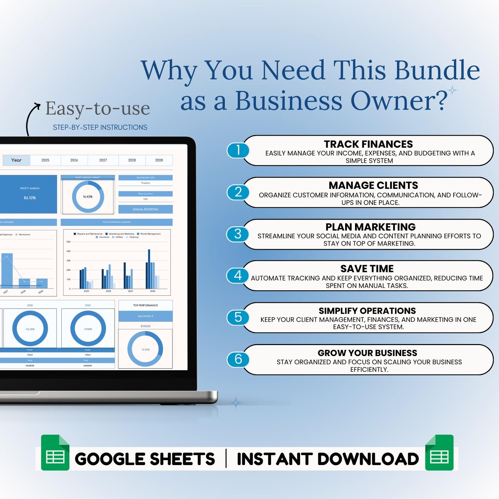 Small Business Google Sheets Bundle: Bookkeeping, CRM, Marketing ...
