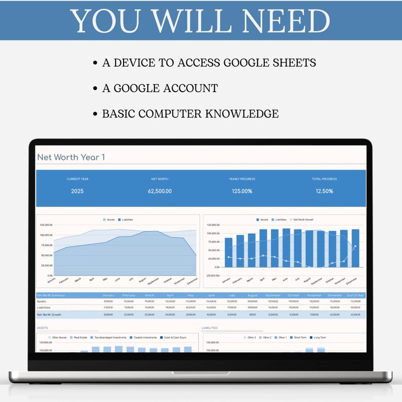 Net Worth Tracker Spreadsheet for Google Sheets Annual Net Worth ...