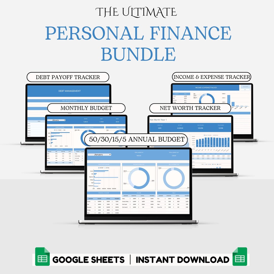 Personal Finance Planner Bundle: Budget, Net Worth, Debt (google Sheets ...