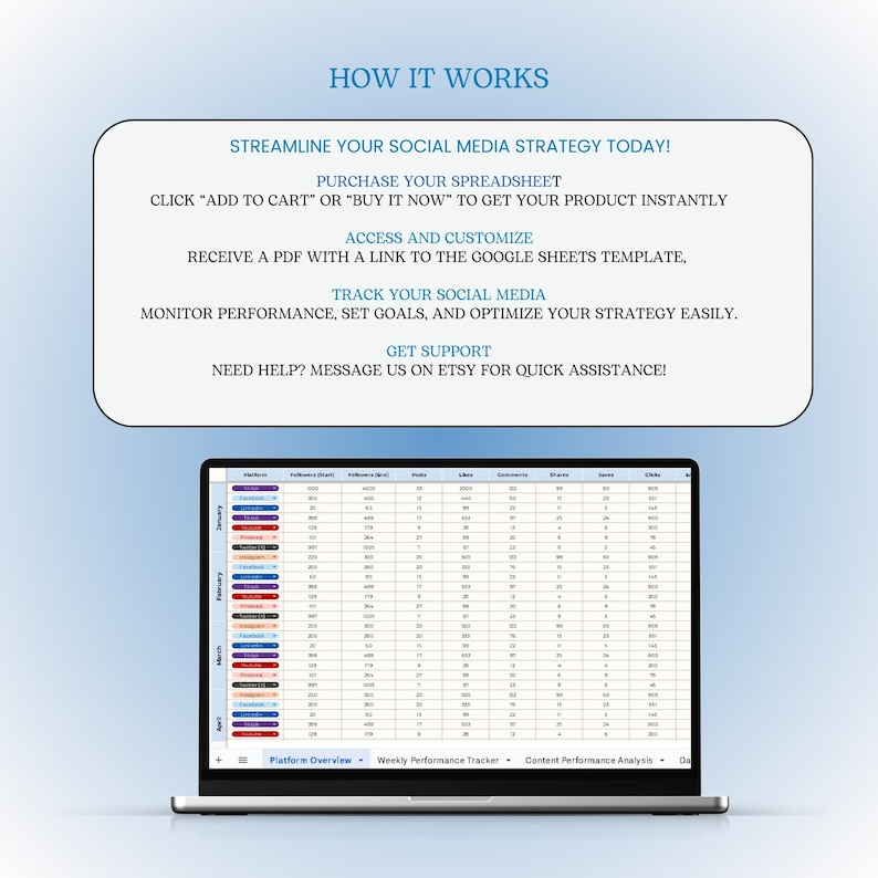 Social Media Tracker: Engagement & Content Planner (google Sheets ...